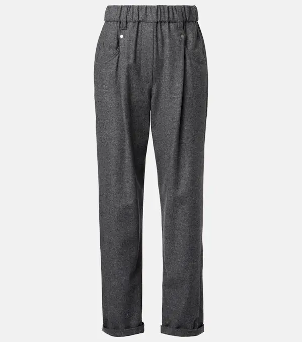 Brunello Cucinelli Cropped Wool And Cashmere Straight Pants