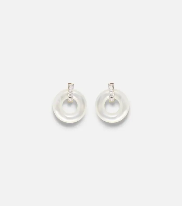 Mateo 14kt Yellow Earrings With Mother-of-pearl And Diamonds - Gold