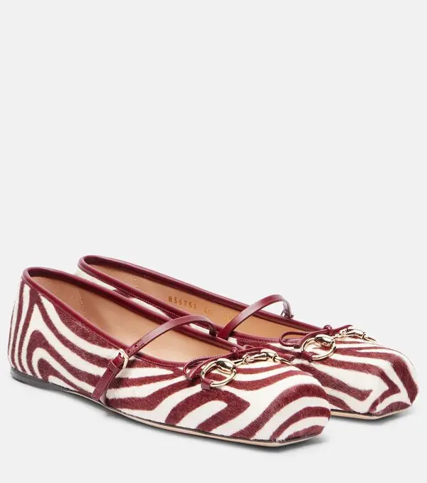 Gucci Horsebit Calf Hair Ballet Flats - Multicoloured