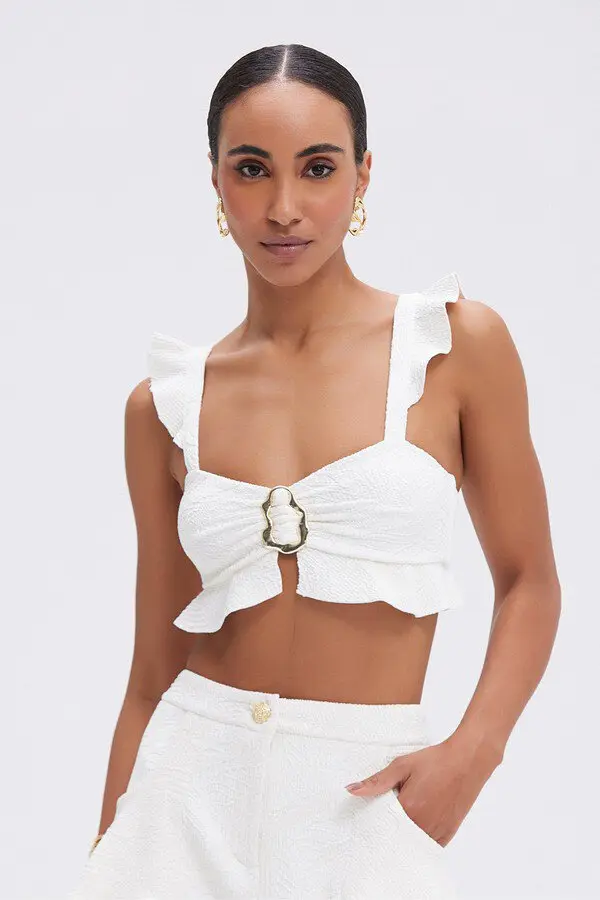 PatBO Breeze Jacquard Flutter Top