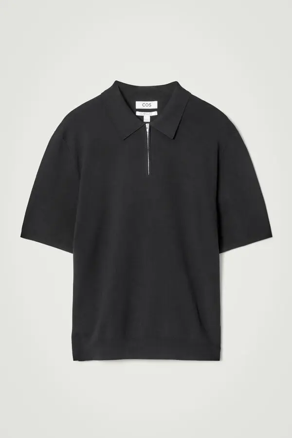 Cos Regular Knitted Half Zip Polo Shirt