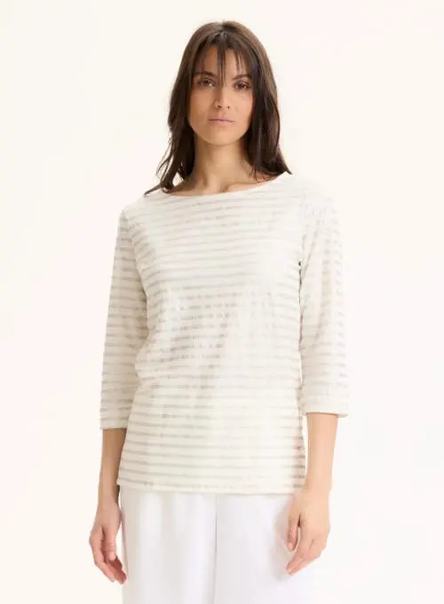Majestic Filatures Metallic Stripe Linen Tee