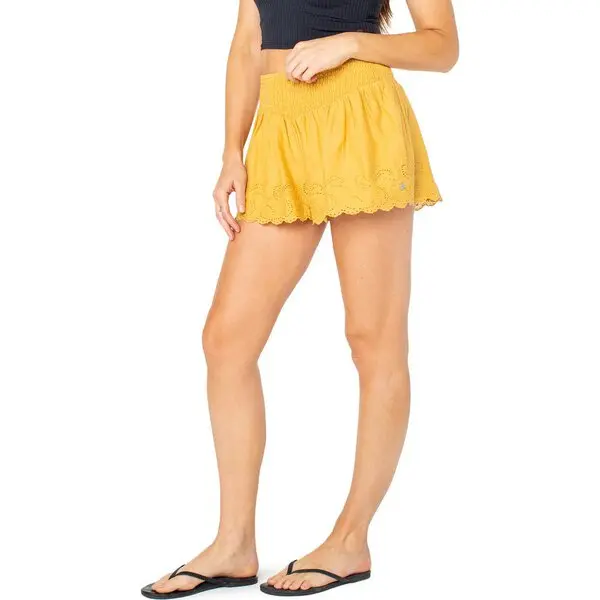 Roxy Eyelet Smocked Waist Shorts