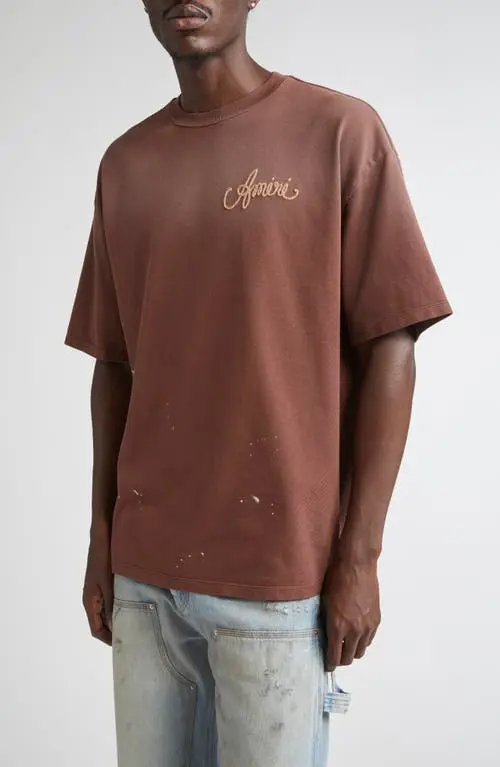 Amiri Design Studio Embroidered Paint Splatter Oversize T-shirt