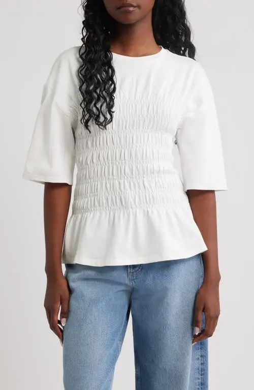 & Other Stories Smocked Cotton Top - White Light