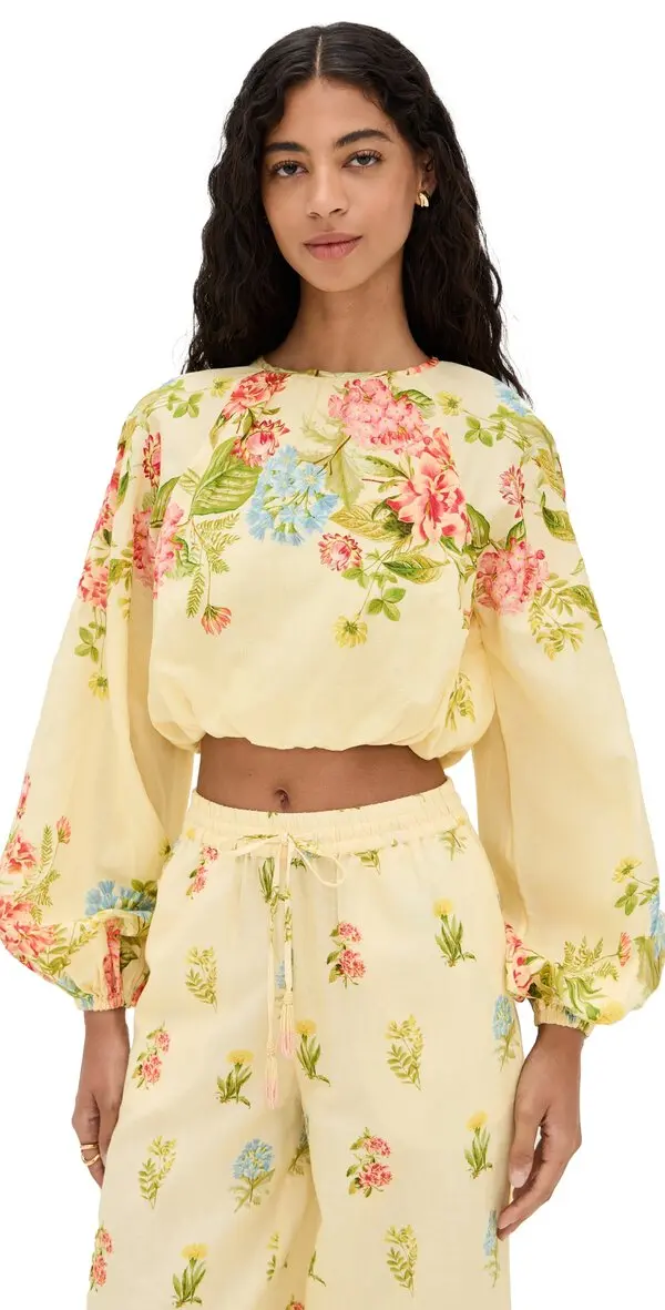 Hemant & Nandita Floral Print Bubble Hem Top - Multi