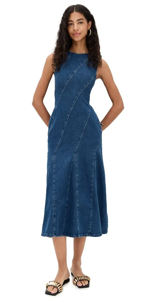 ALIGNE Raven Denim Midi Dress - Mid Blue