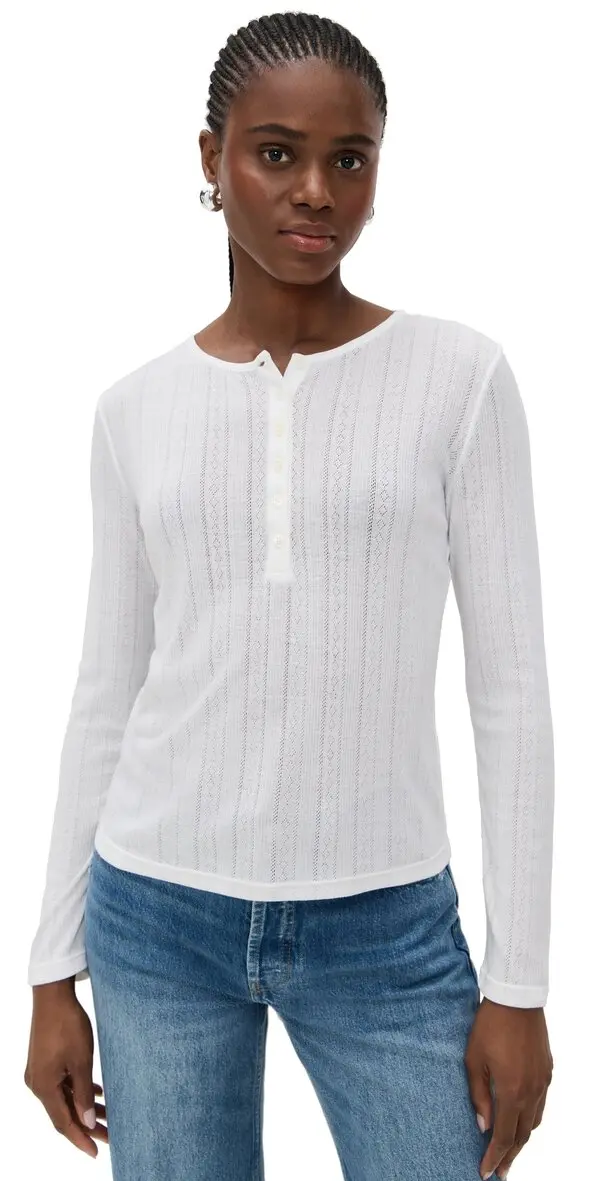 ANINE BING Pia Long Sleeve Tee - Off White