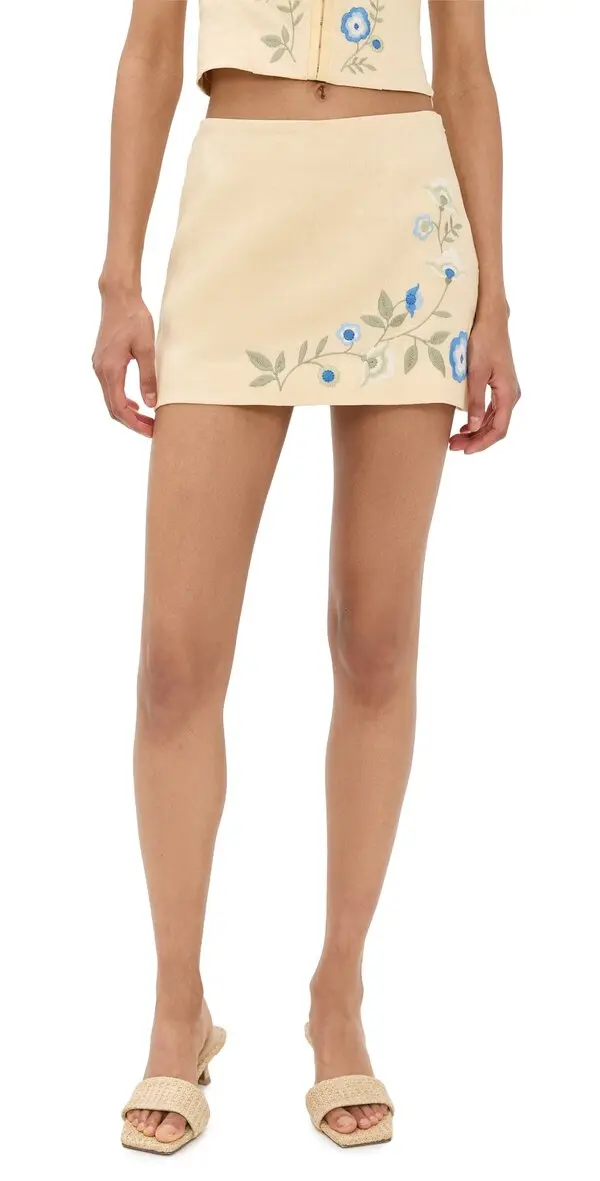 REFORMATION Ren Linen Mini Skirt - Parmesan