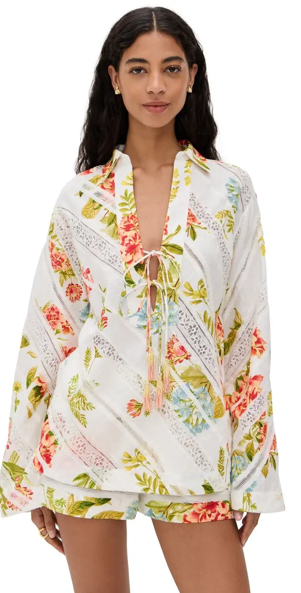 Hemant & Nandita Collared Tunic With Floral Print - Multi