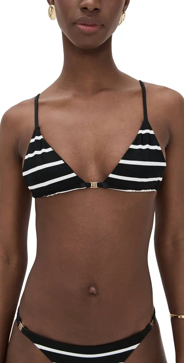 ANINE BING Bellamy Bikini Top - Black And White Stripe