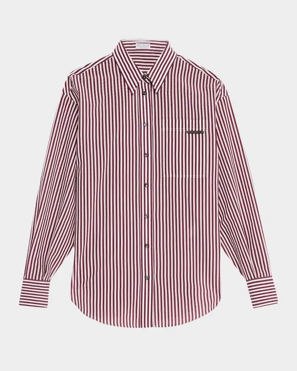 Brunello Cucinelli Stripe Blouse With Monili Pocket