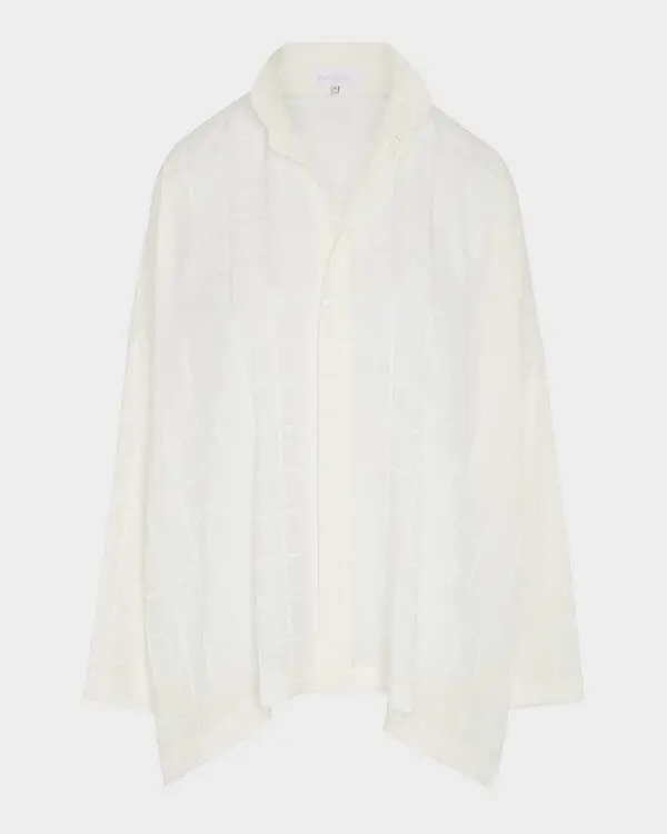 Eskandar Satin Box Check Jacquard Shirt