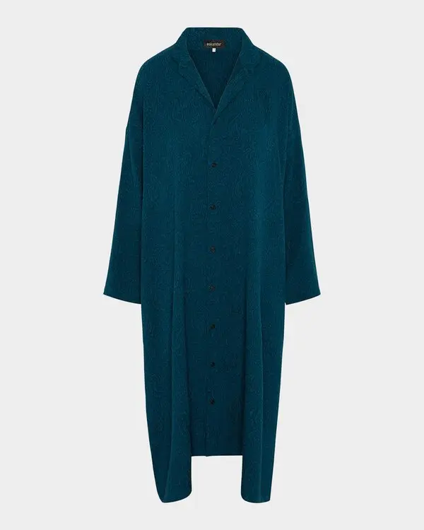 Eskandar Damask Cloque Wide A-line Shirt Dress