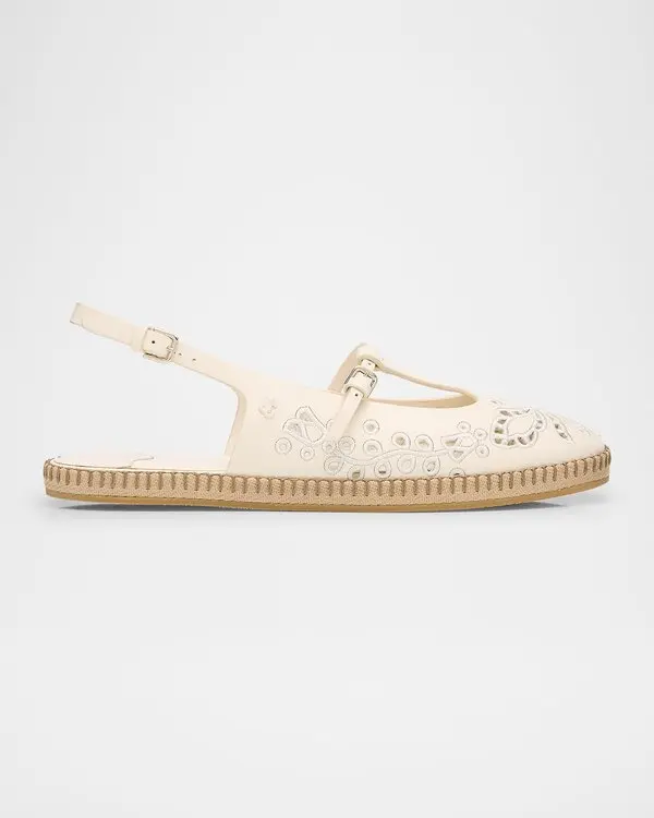 JIMMY CHOO Amiee Embroidered Espadrille Ballerina Flats - Latte