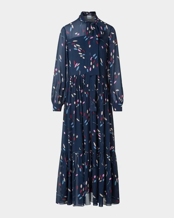 Akris Tiered Dot-print Viscose Georgette Midi Dress