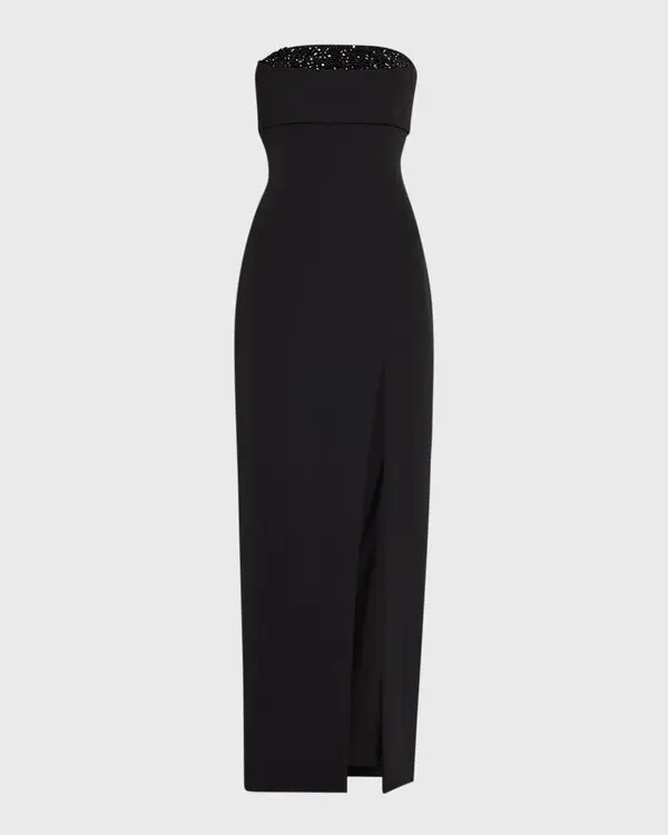 Aidan Mattox Strapless Crystal-embellished Column Gown