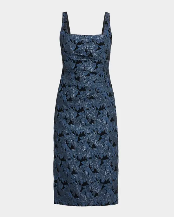 Aidan Mattox Sleeveless Floral Jacquard Midi Dress