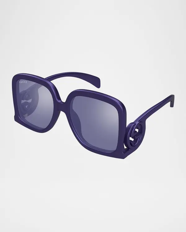 Gucci Square Full Rim Sunglasses - Shiny Metallic Violet
