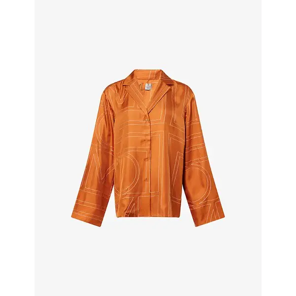 TOTÊME Monogram-stitch Silk Pyjama-style Top - Terracotta