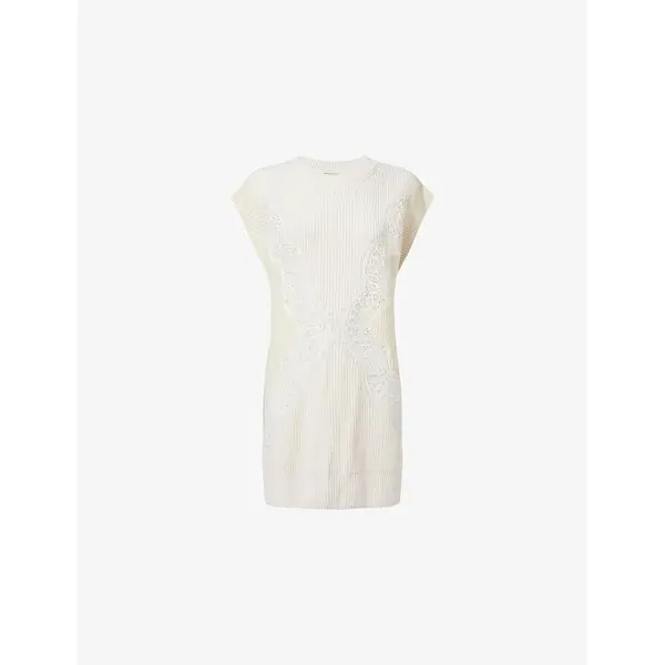 Stella McCartney Miracle Sleeveless Lace-panel Wool Knit Top