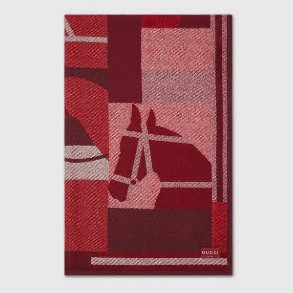 Gucci Wool And Cashmere Jacquard Blanket - Bordeaux