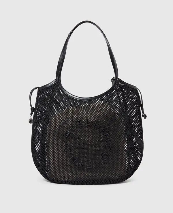 Stella McCartney Logo Mesh Hobo Bag - Black