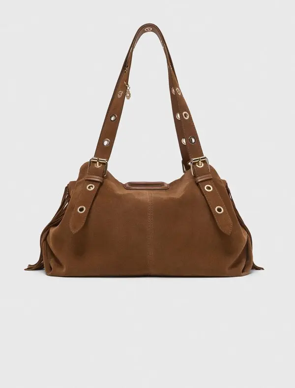 Maje Leather Suede Xl Miss M Bag - Camel