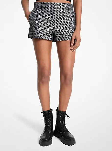 Michael Kors Mk2000 Logo Jacquard Shorts - Silver