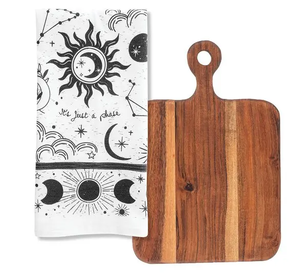 KARMA GIFTS Karma Boho Tea Towels With Cutting Board