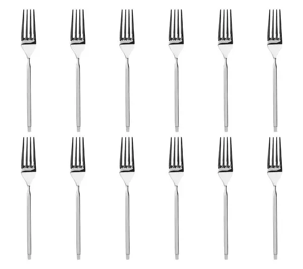 GODINGER Set Of 12 Ramp Mirrored 18/0 Ss Dinner Forks