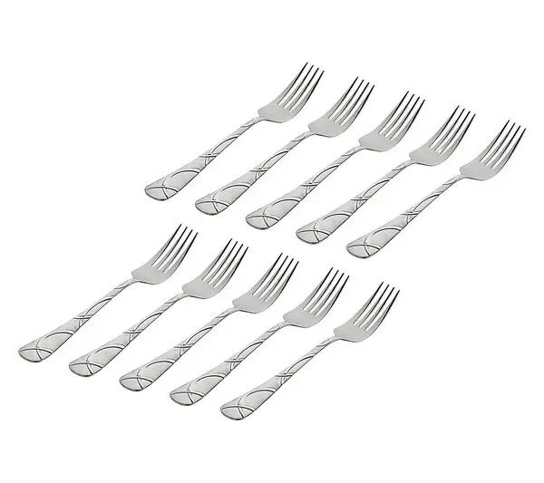 GODINGER Set Of 10 Olympia Sandblasted 18/0 Ss Salad Forks