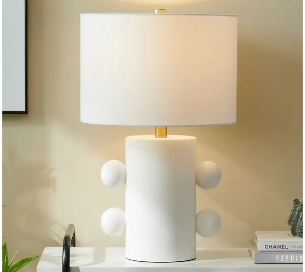 HUDSON&CANAL Jurrah Ceramic Table Lamp With Fab Ric Shade