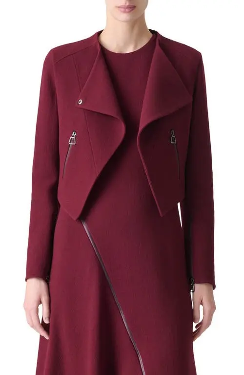 Akris Ariel Asymmetric Virgin Wool Crop Jacket