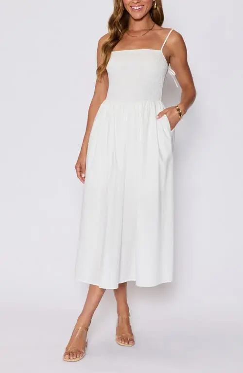VICI Essential Smocked Cotton Midi Sundress - White