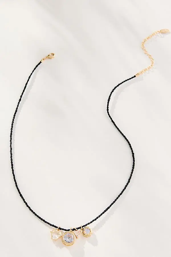 Anthropologie Thin Rope Multi Charm Necklace - Black