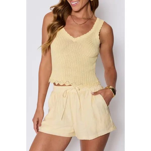 VICI Lisa Ribbed Crop Tank - Yellow