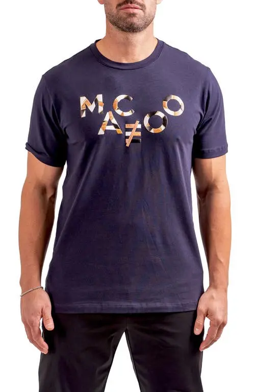MACEOO Logo Appliqué Graphic T-shirt - Blue