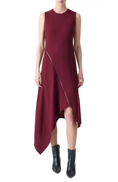 Akris Asymmetric Sleeveless Wool Dress - Ruby Red