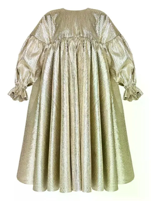 ANOUKI Metallic Pleated Midi Dress
