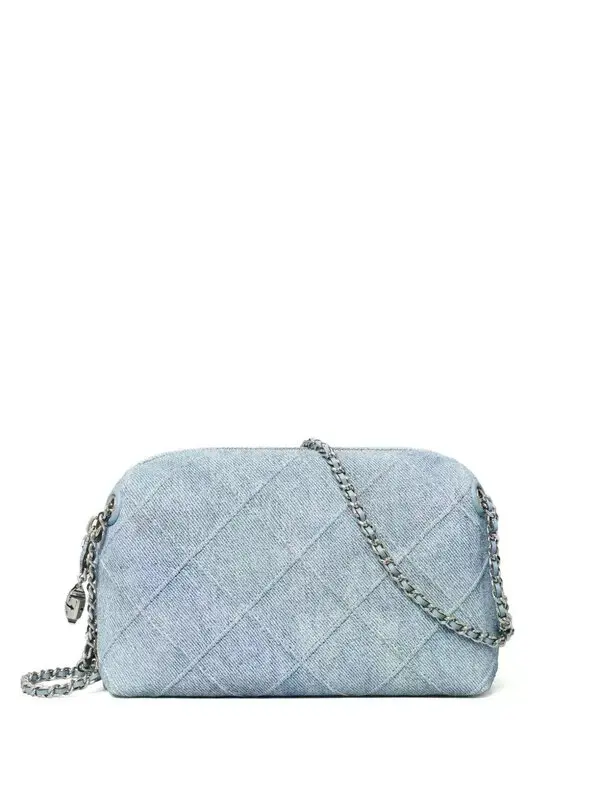 Tory Burch Fleming Quilted Denim Crossbody Bag - Blue