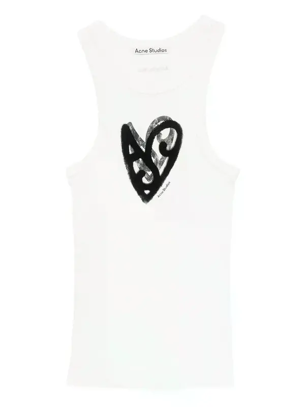 Acne Studios Heart-print Tank Top - White