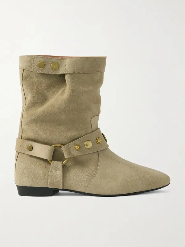 Isabel Marant Stania Suede Ankle Boots - Neutrals