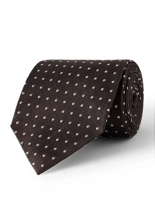 TOM FORD 8cm Polka-dot Silk Tie - Brown