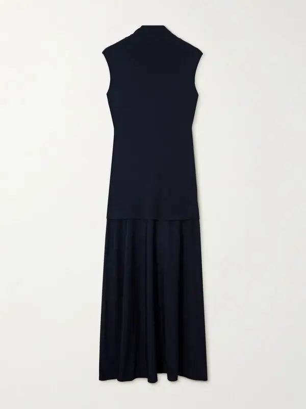 JIL SANDER Layered Jersey Turtleneck Maxi Dress