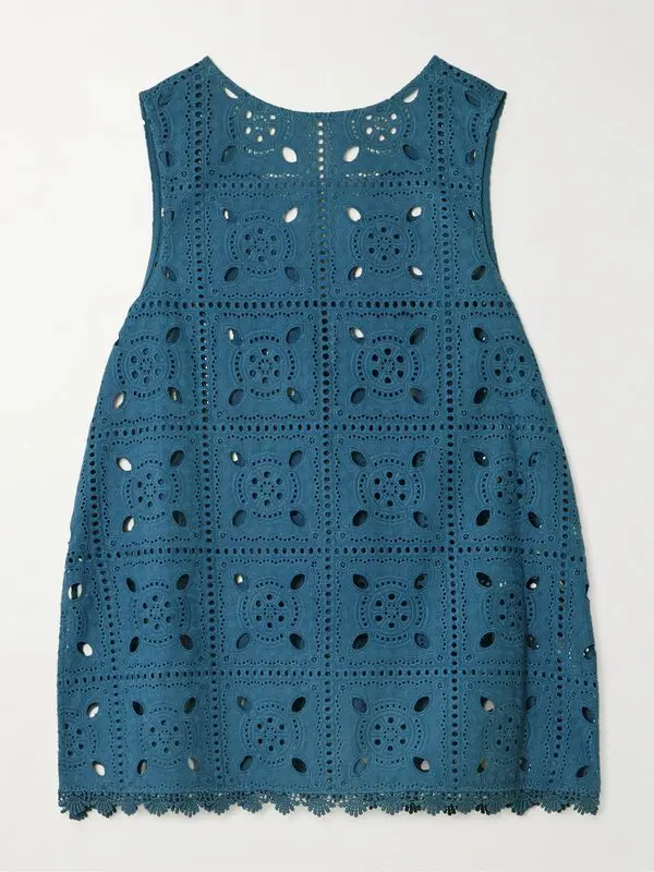 Miguelina Tula Reversible Broderie Anglaise Top - Blue