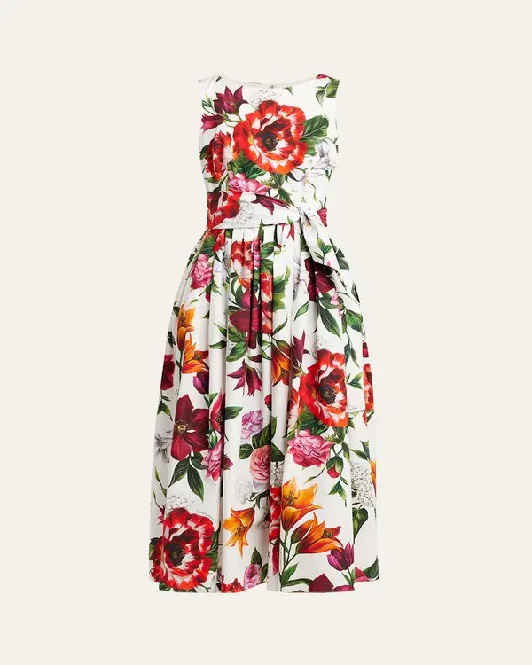 ワンピース DOLCE & GABBANA ANEMONI PRINT COTTON MIDI DRESS Dolce & Gabbana Anemoni Print Cotton Midi Dress | Balardi