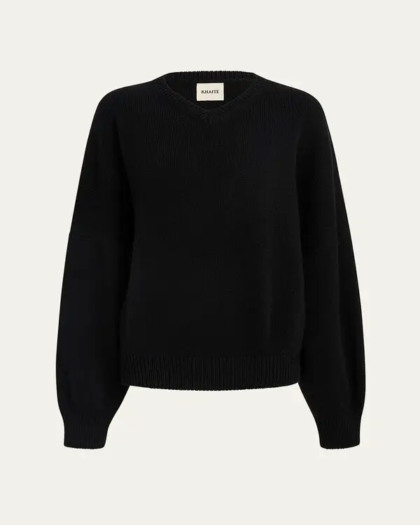Khaite Wolfe V-neck Cashmere Sweater - Black