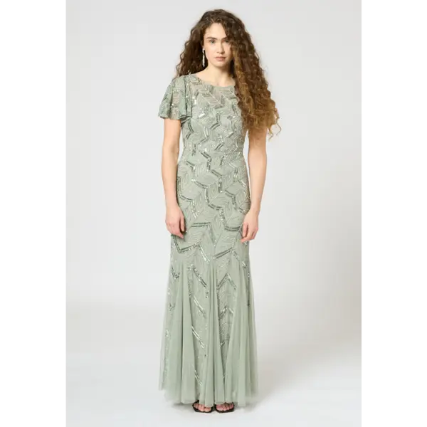 BEAUUT Embellished Sequin Beaded Maxi Dress