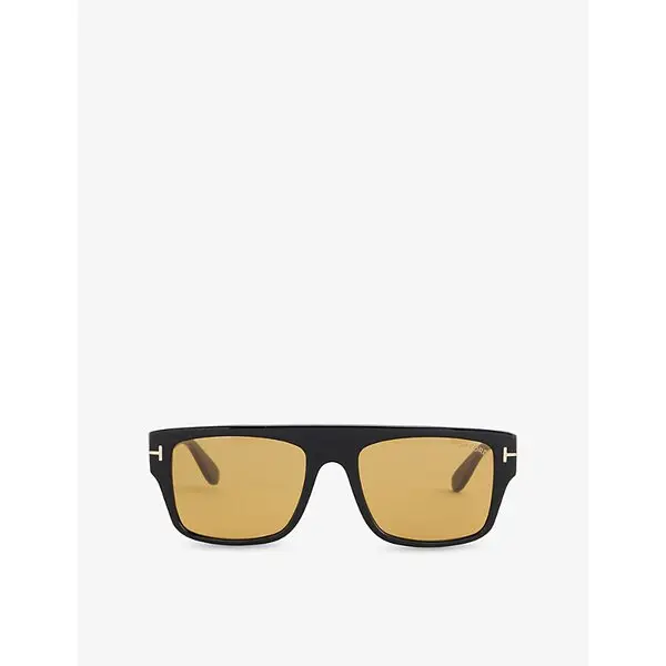 TOM FORD Square Acetate Sunglasses - Shiny Black  /brown